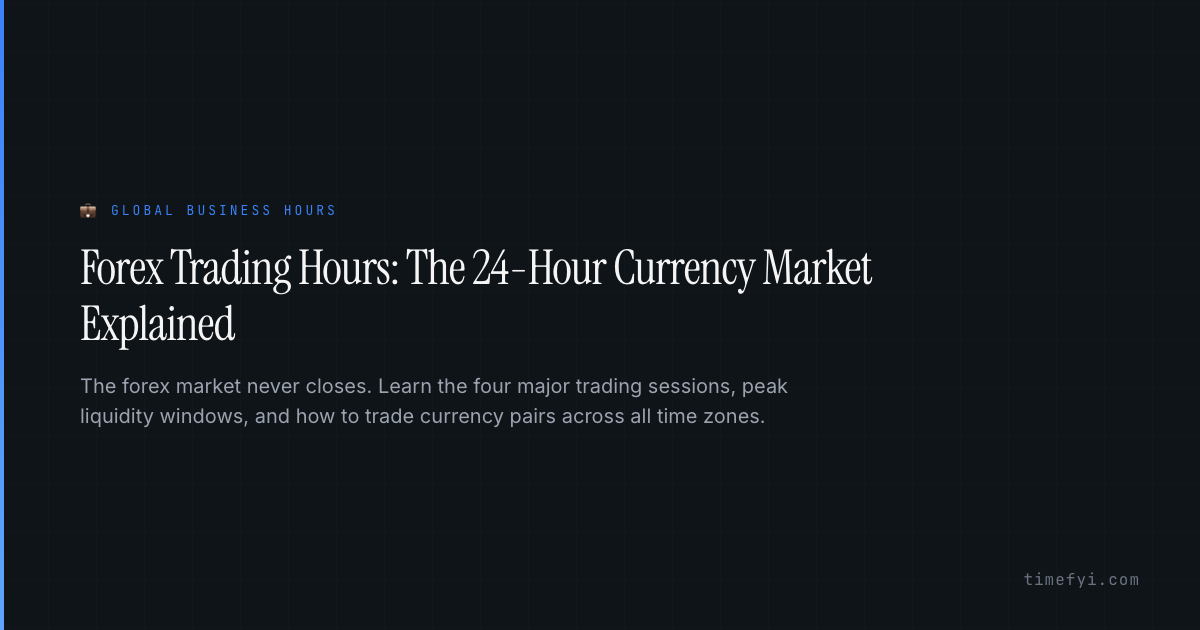 Forex Trading Hours: The 24-Hour Currency Market Explained — Global ...